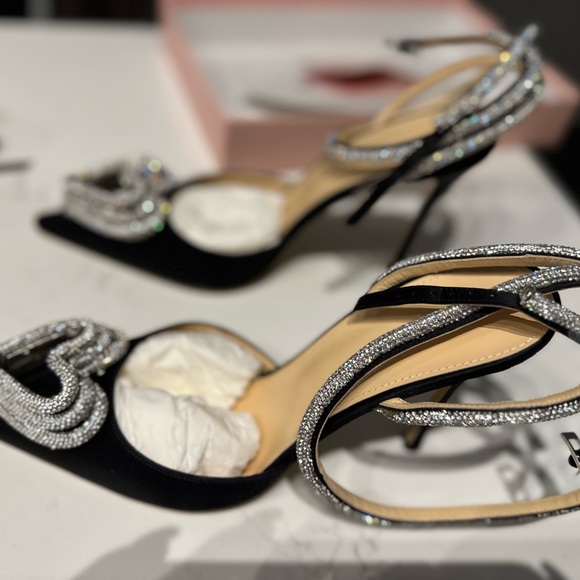 MACH & MACH | Shoes | Mach And Mach Triple Heart 1 Satin Anklestrap ...